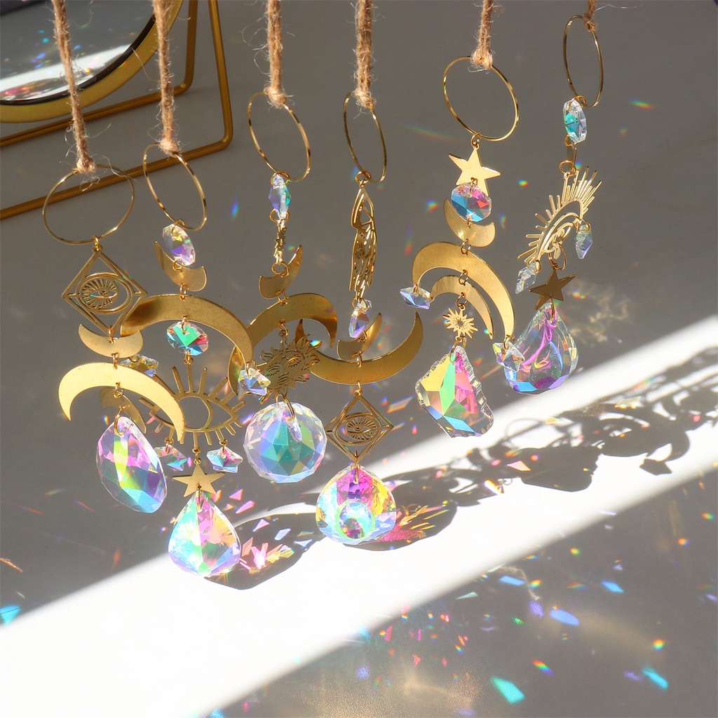Crystal Magic Eye Palm Star Moon Crystal Sun Catcher Hanging Prism ...