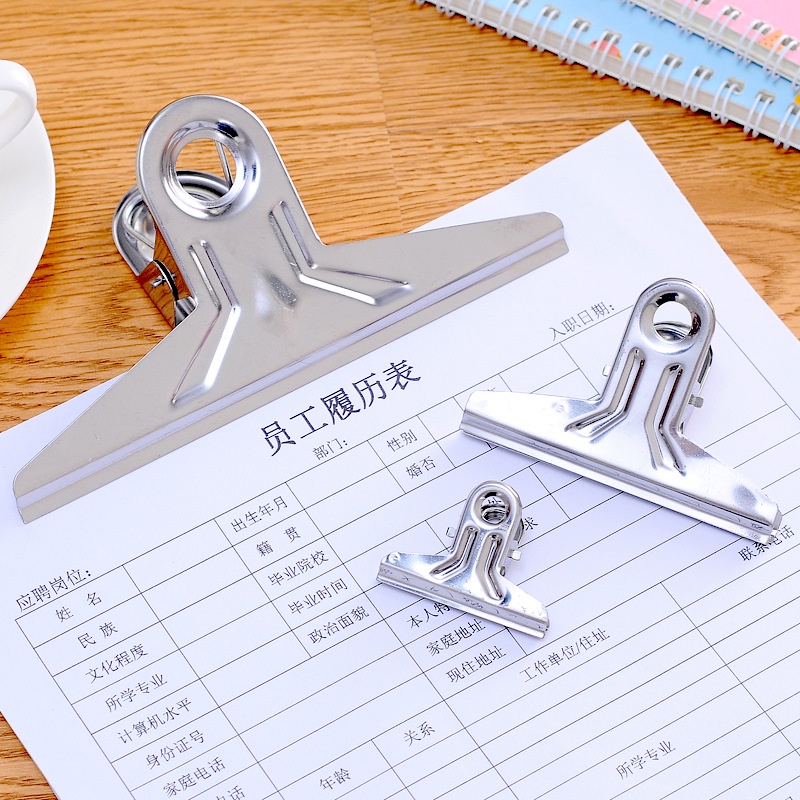 Stainless Steel Folder File Clip Paper Student Test Plastic Stationary ...