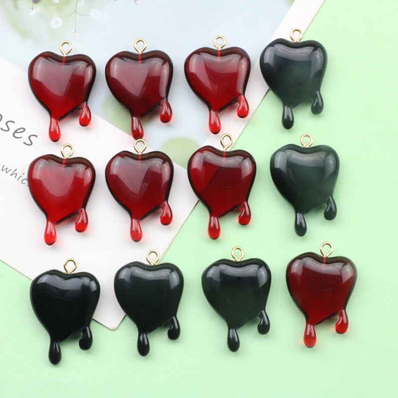 Acrylic Double-Sided Transparent Dripping Blood Love Pendant Earrings ...