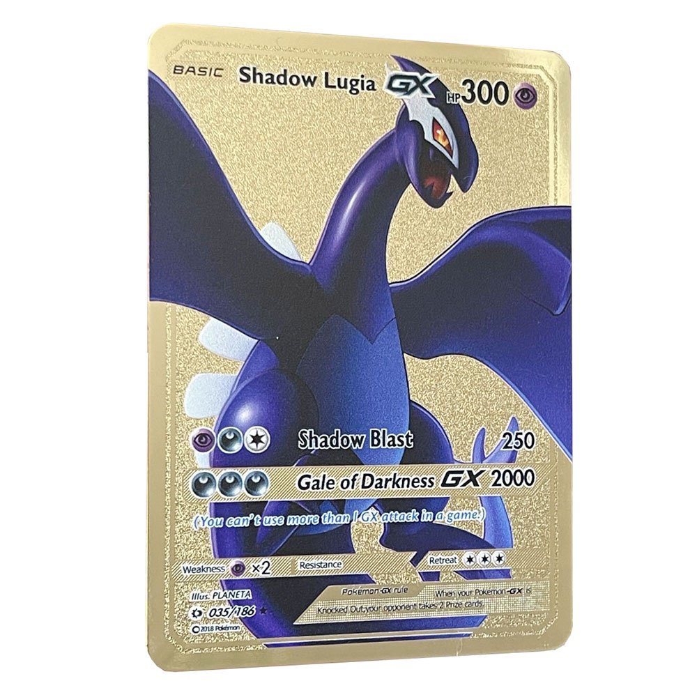 DIY Shadow Lugia GX 2000 Attack Golden Pokemon Cards in English Iron ...