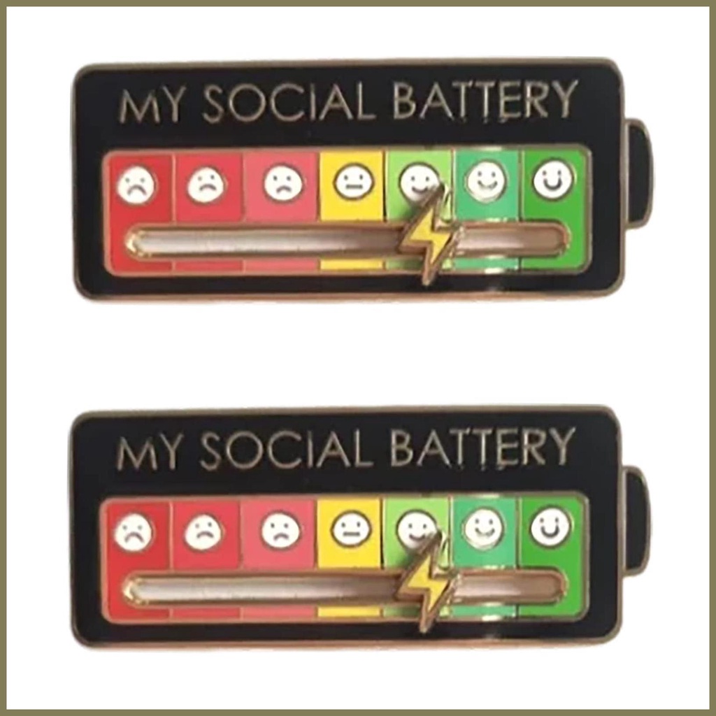 My Social Battery Pin Enamel Pin With Emoticon Progress Bar Jewelry ...