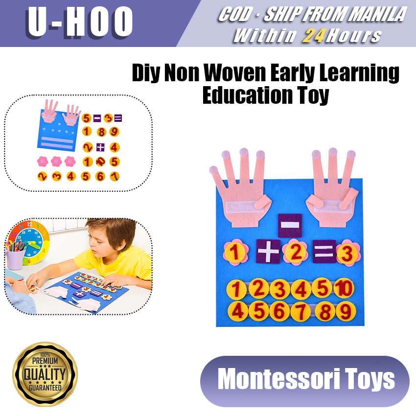 Kid Montessori Toys Felt Finger Numbers Math toys Hand Shape Counting ...