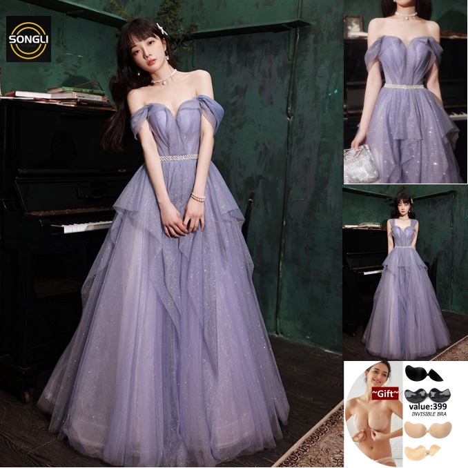 Purple Off Shoulder Evening Dress Gown For JS Prom Dress Maxi Dress New ...