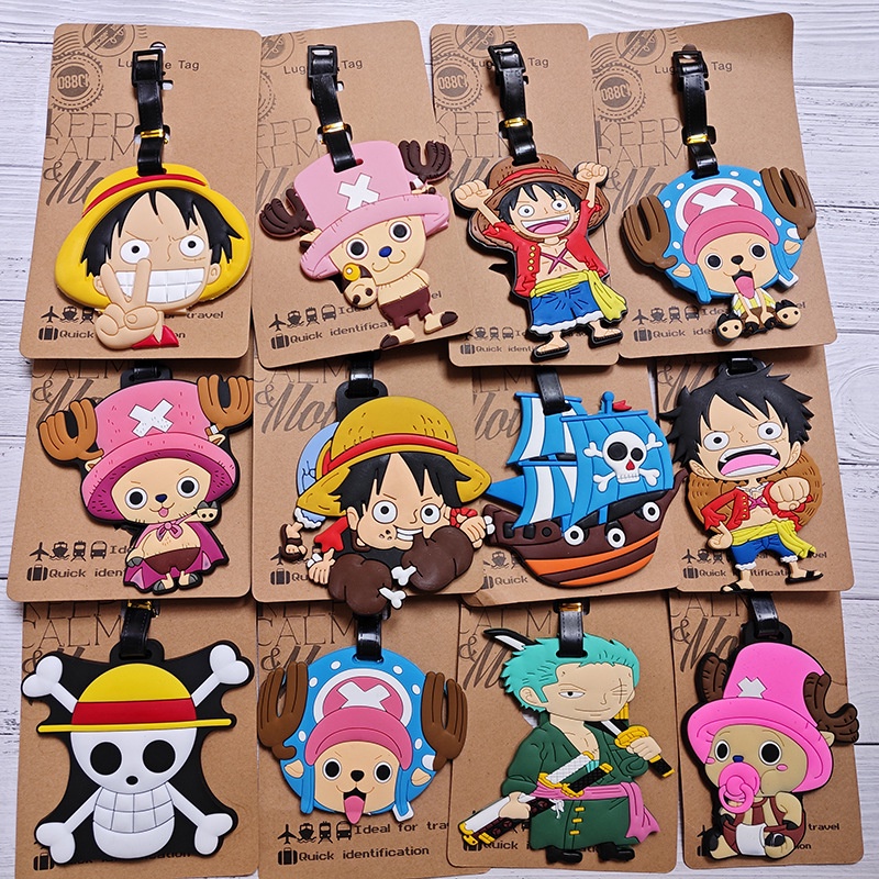 One Piece Kawaii PVC Luggage Tag Anime Monkey D. Luffy Cartoon Luggage ...