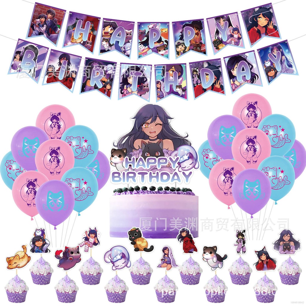 Snow Aphmau Plushies Cat Theme kids birthday party decorations banner ...