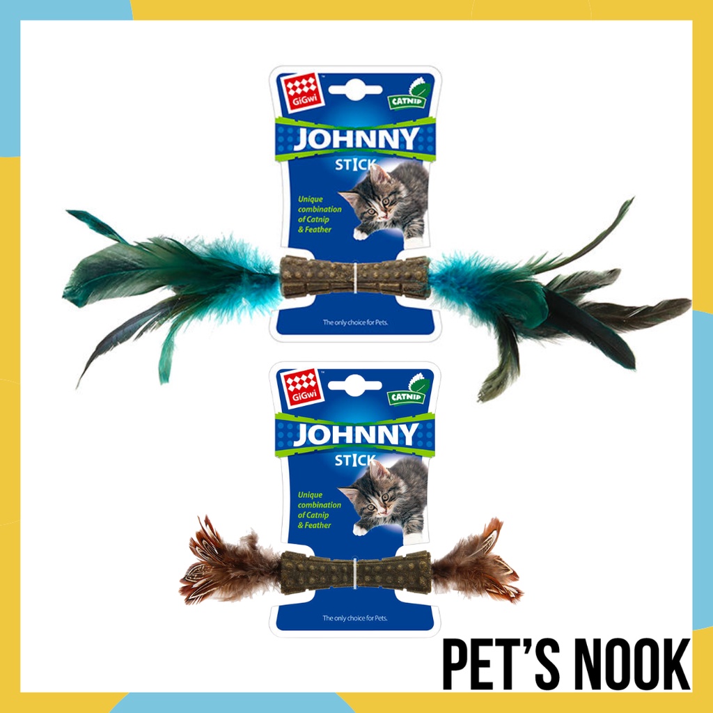 Catnip Johnny Stick with Two-End Feathers Cat Tease Toy by GiGwi ...