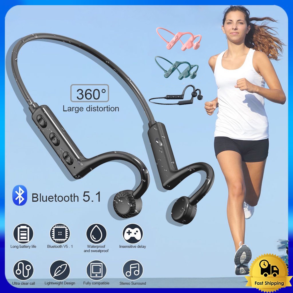 Bone Conduction Headphones Wireless Bluetooth Earphone With Microphone ...