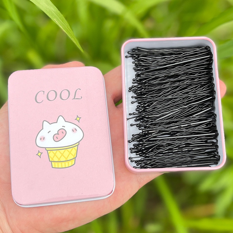 YOUJ 50PCS Black Bobby Pins Women Girl Invisible Flat Wavy Shape ...