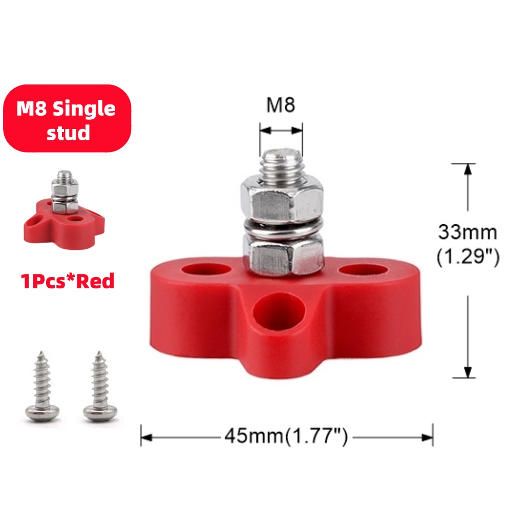 M6 M8 M10 Terminal Block Studs Bus Bar 5/16" 1/4" BusBar Positive Negative Heavy Duty Power ...