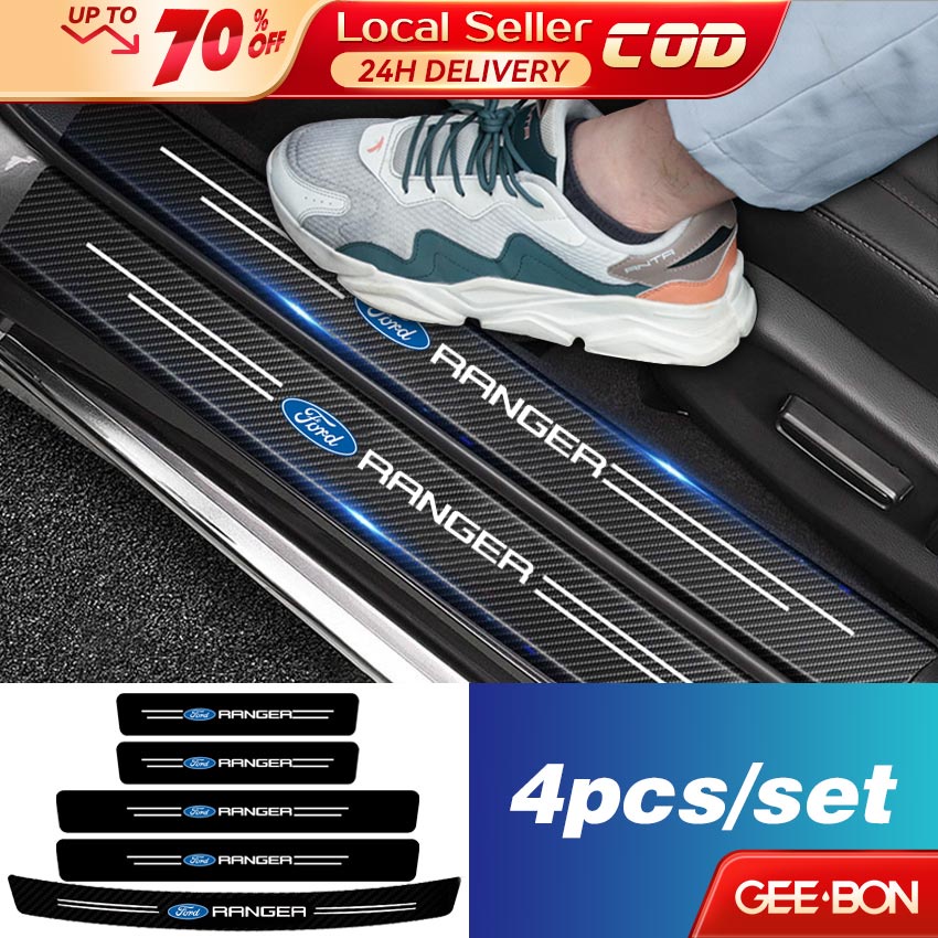 GEEBON Ford Ranger Door Sill Strip Threshold Sticker AntiScratch Carbon ...