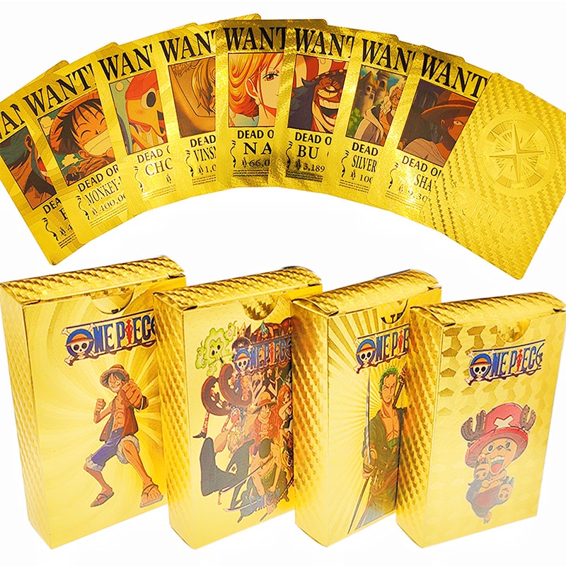 55 PCS One Piece Metal Gold Cards Collection - Luffy, Zoro, Sanji, Nami ...