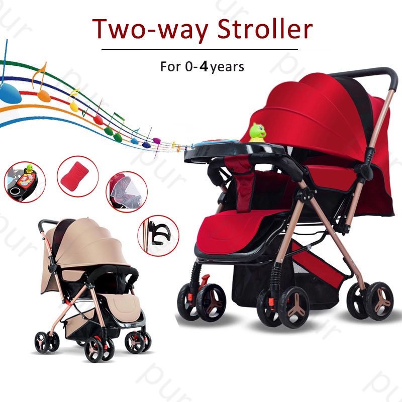 0-48 Months Comfortable Foldable Baby Infant Stroller Adjustable Back 2 ...