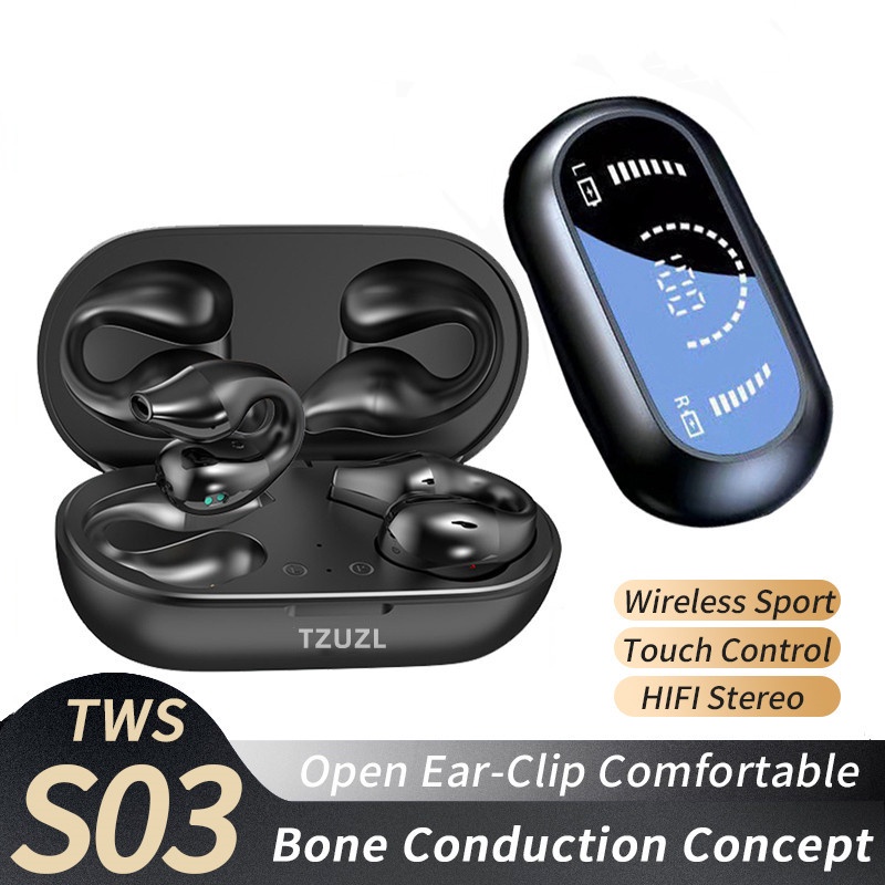 TZUZL TWS Wireless Headphones Bluetooth 5.2 Bone Conduction Earphones ...