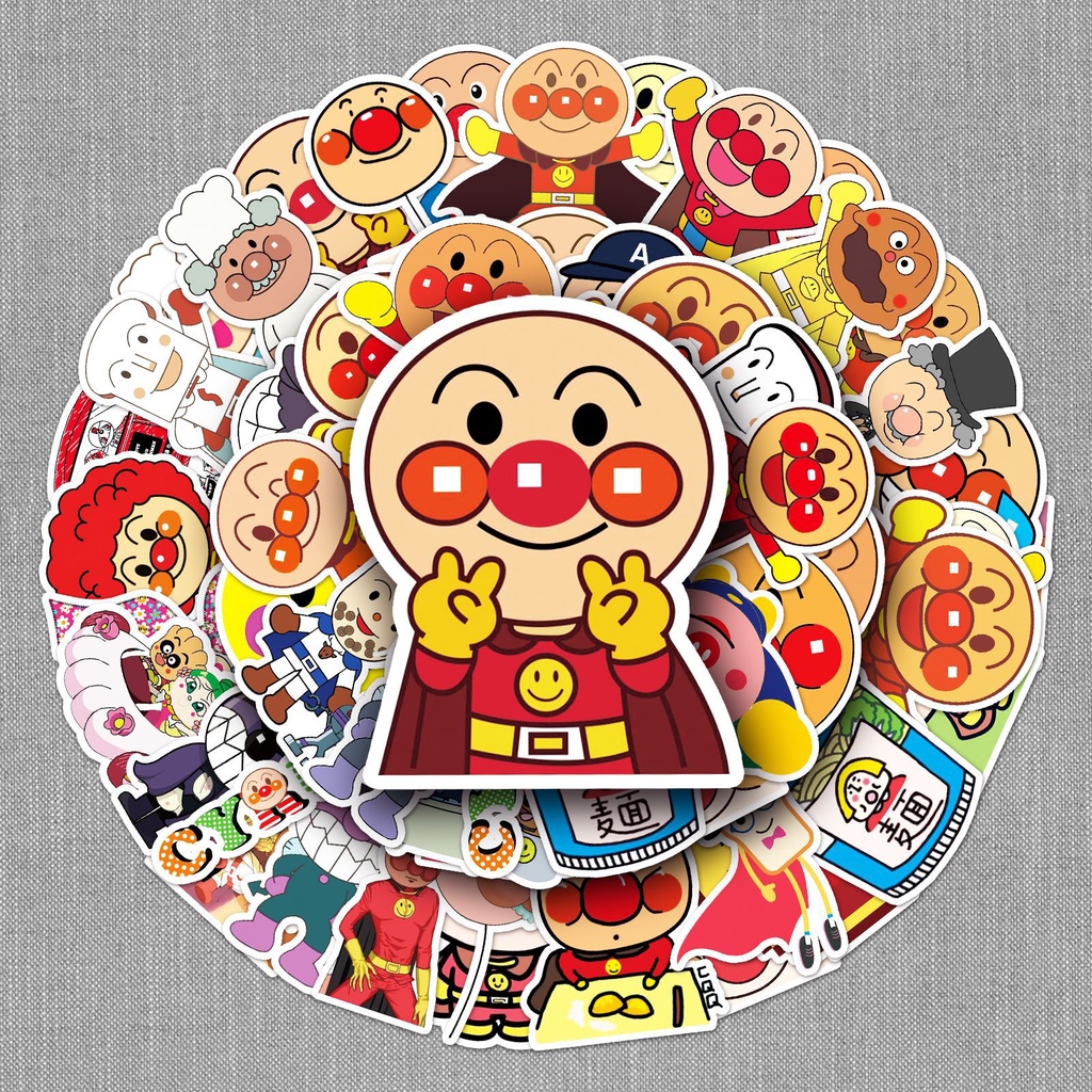 52 Sheets Anpanman Anime Stickers Scooter Suitcase Suitcase Car Cartoon ...