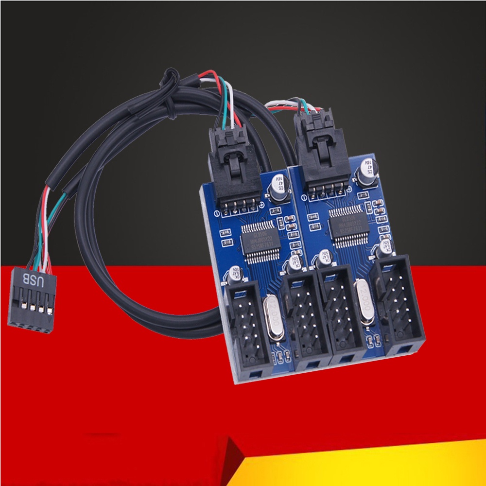 9Pin USB Splitter Motherboard USB 9Pin Interface Header Splitter 1 to 2 ...