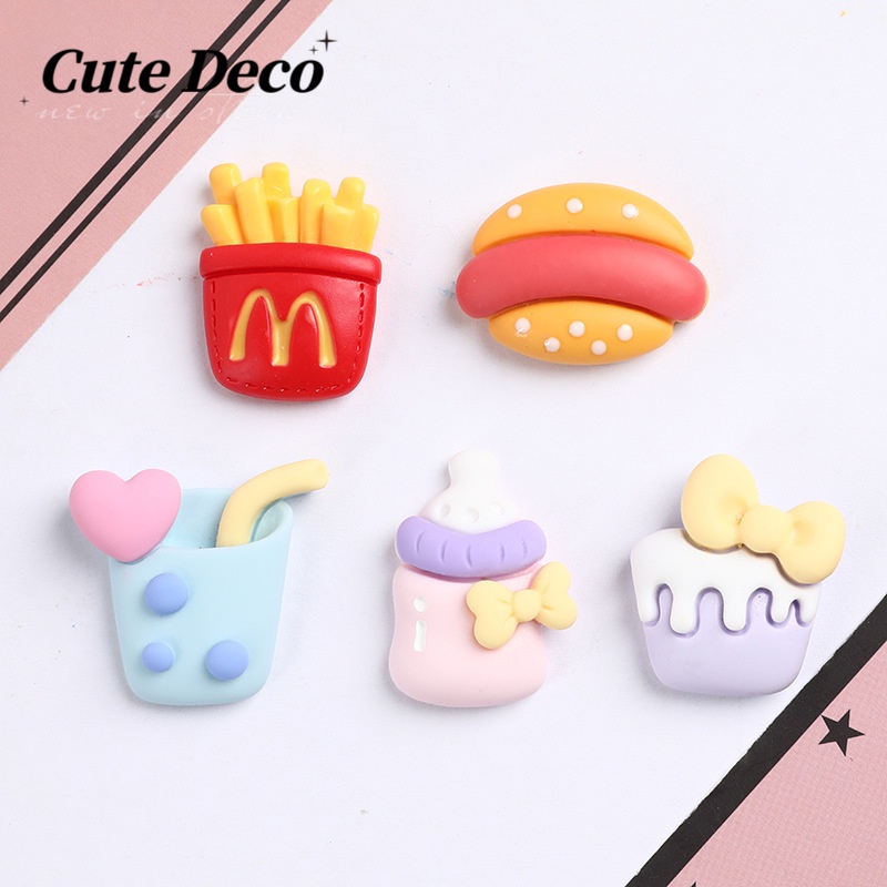 【Cute Deco】French Fries And Hamburger Milk TeaCharm Button Crocs/ Cute ...