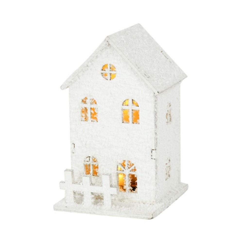 GLENES Christmas LED Light Wooden House, Luminous White Glowing Castle ...