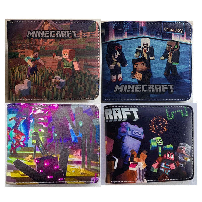 Minecraft Bifold Wallet Kawaii Figure PU Cartoon Coin Purse Card Holder ...