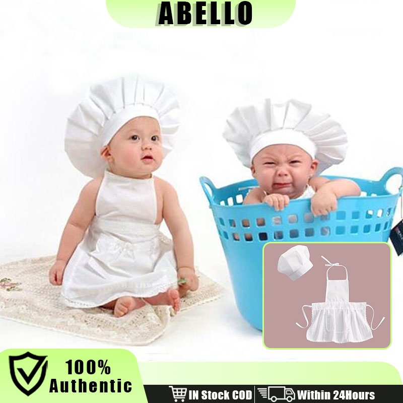 2Pcs/Set Infant and toddler Chef Apron and Hat Photography Props For ...