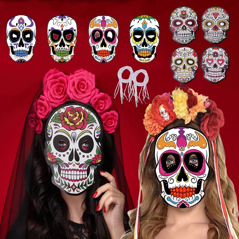 6 Pcs Halloween Paper Skull Masks / Theme Party Cosplay Supplies ...