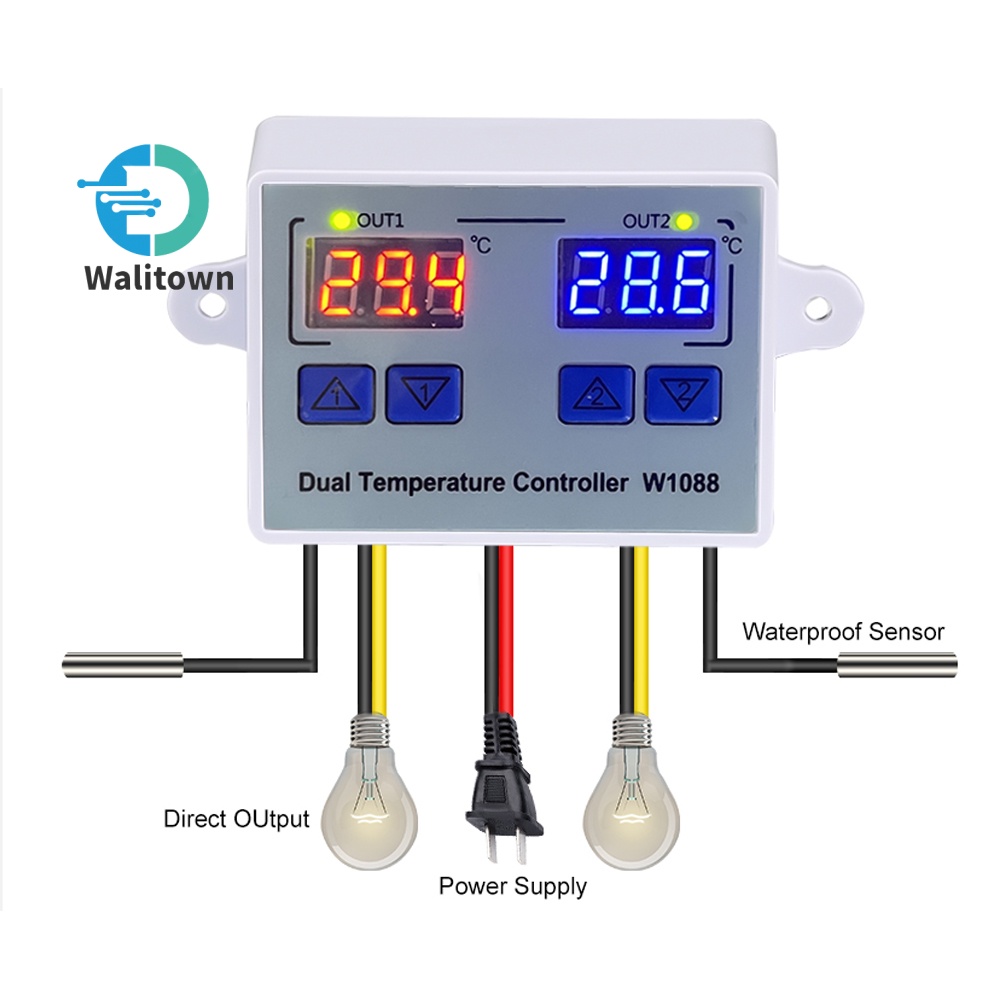 W1088 Dual Temperature Controller Computer Digital Display Intelligent ...