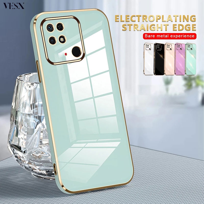 Plating Straight Edge Soft Phone Case Cover For Redmi 14C 13 13C 10 10C ...