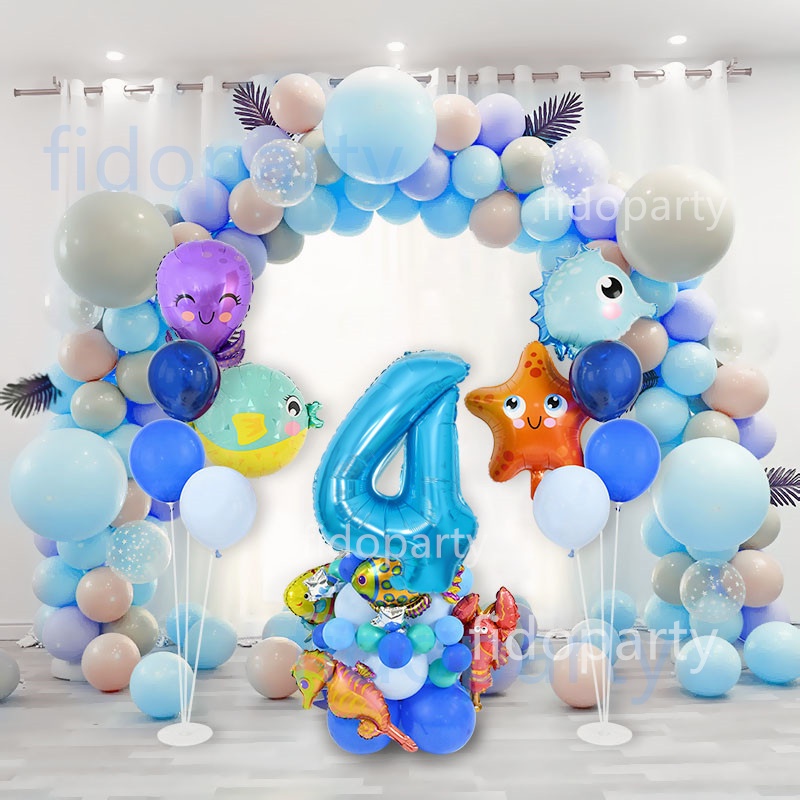 45pcs/set Marine Animal Ocean Theme Foil Balloons Bithday Party ...