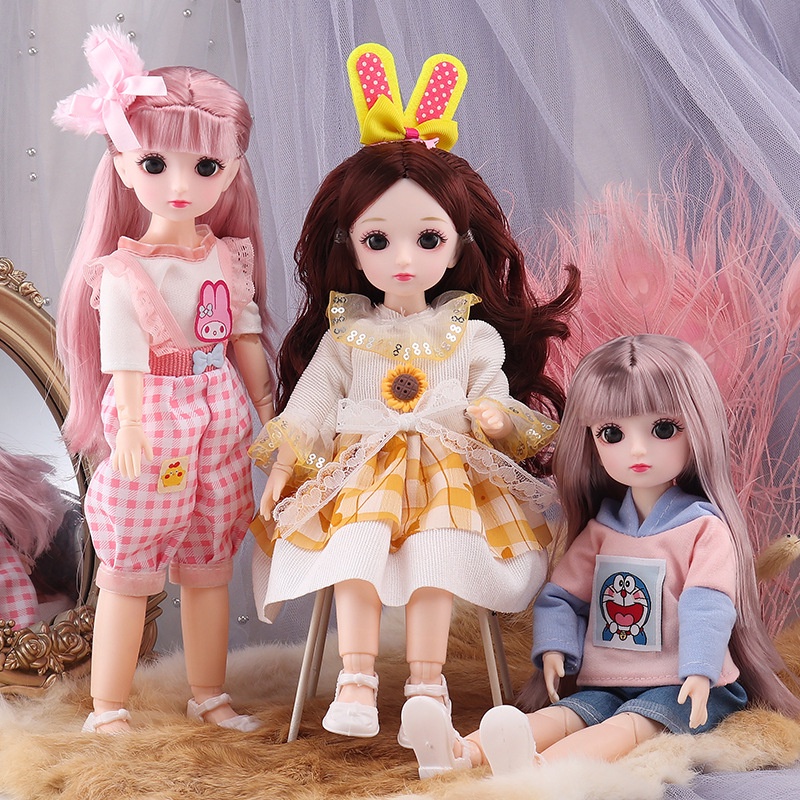 30CM Doll and Clothes 23 Joints 3D Simulation Eyes Doll's DIY Dressing ...