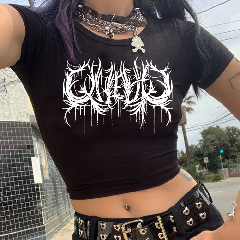 Y2K Baby Tee streetwear goth cyber y2k crop top girl streetwear yk2 ...