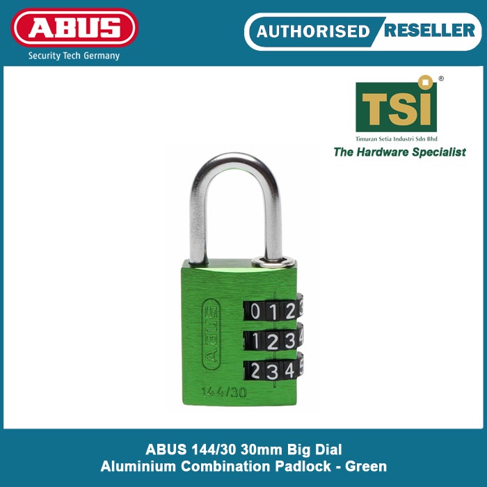 ABUS 144/30 30mm Big Dial Aluminium Combination Padlock - ( Yellow ...