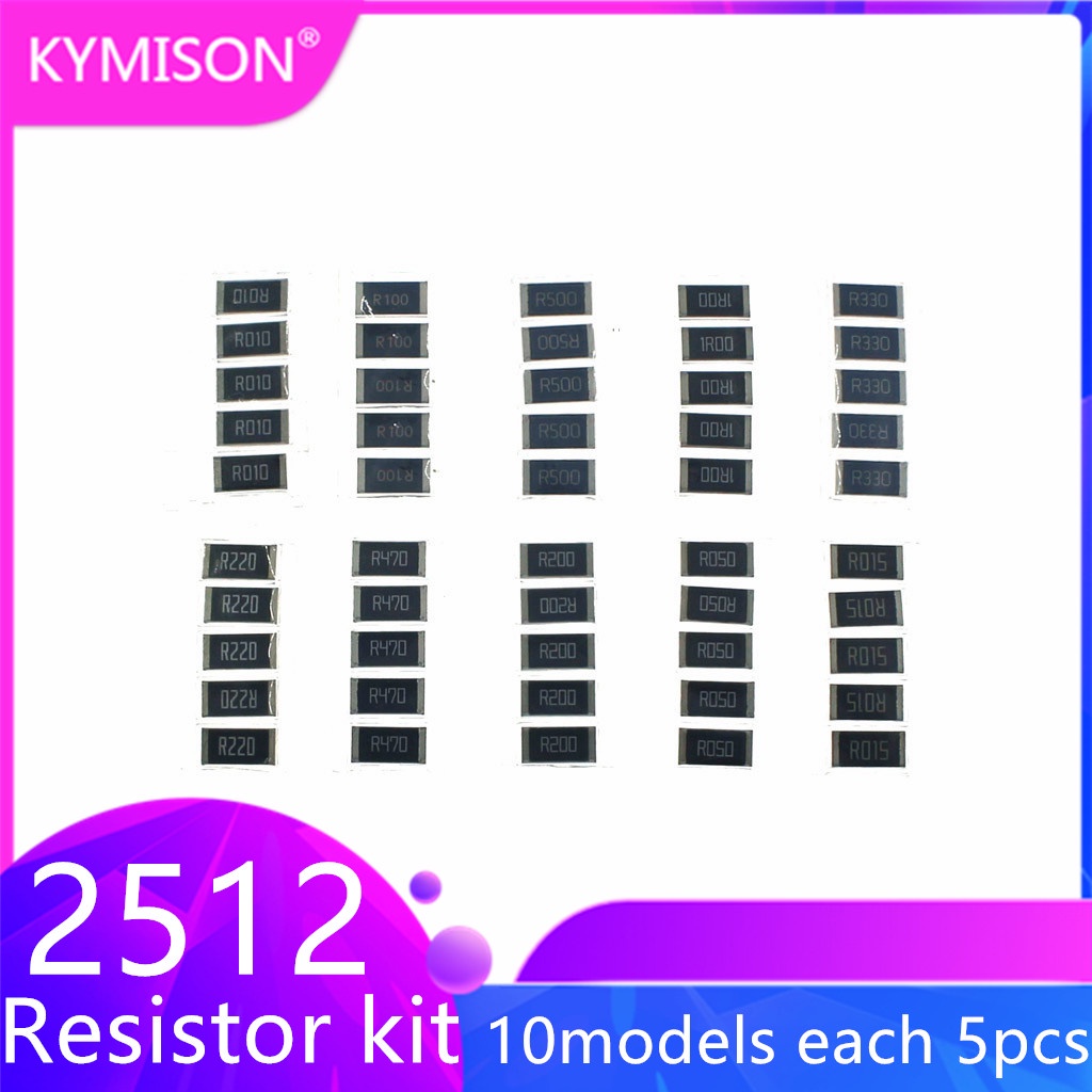 2512 SMD Resistor Kit Assorted Kit R010 R050 R100 R150 R200 R220 R330 ...