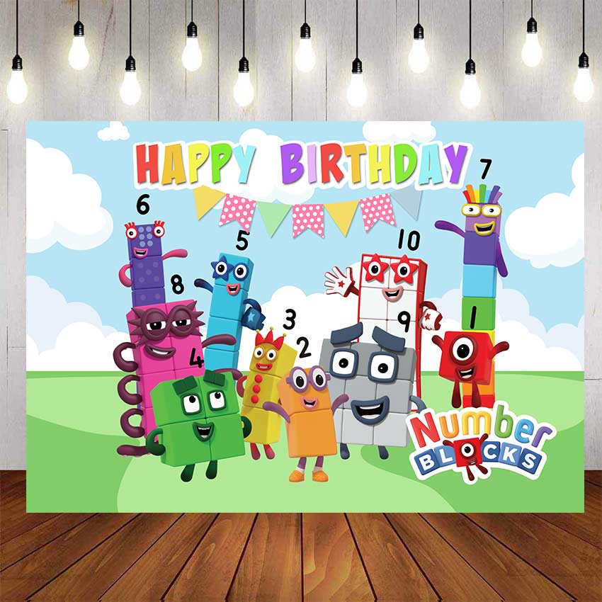 Number Blocks Birthday Backdrop For Photography Baby Shower Kids ...