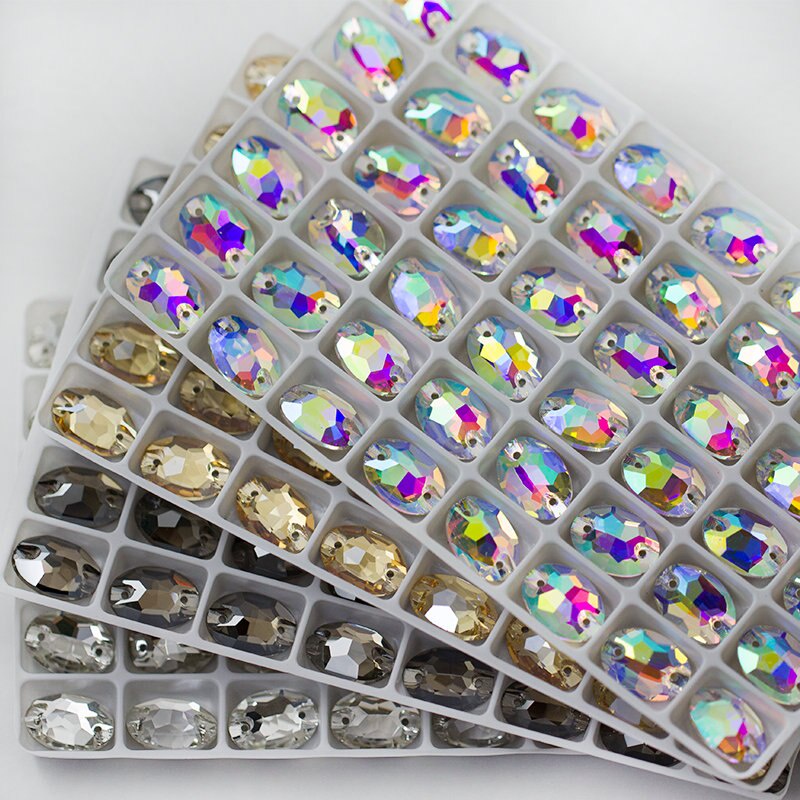 AAAAA Quality Oval Shape Crystal Sew On Rhinestones Egg Shape Sewing ...