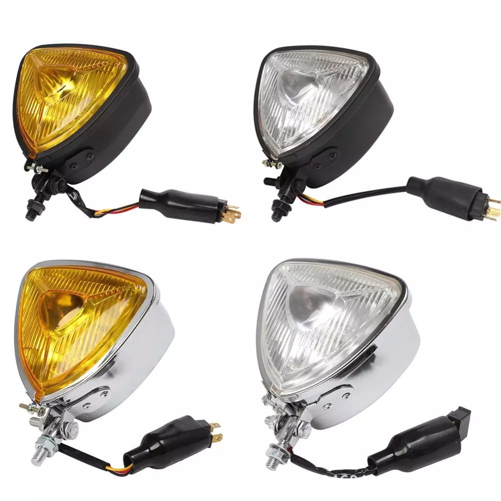 Motorcycle Vintage Modified Headlights Triangle Metal Harley Universal ...