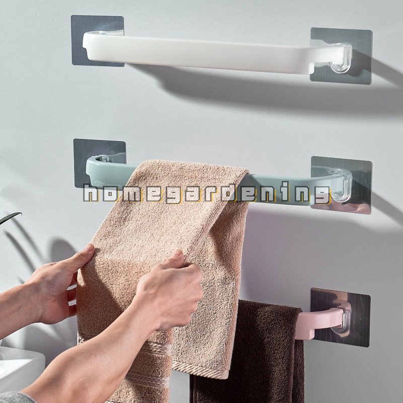 Self-adhesive Towel Holder Rack Wall Mounted Towel Hanger Bathroom ...