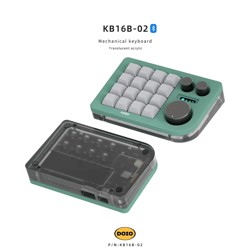DOIO Mini Bluetooth Keyboard 16 Keys Knob Controller Customized QMK VIA ...