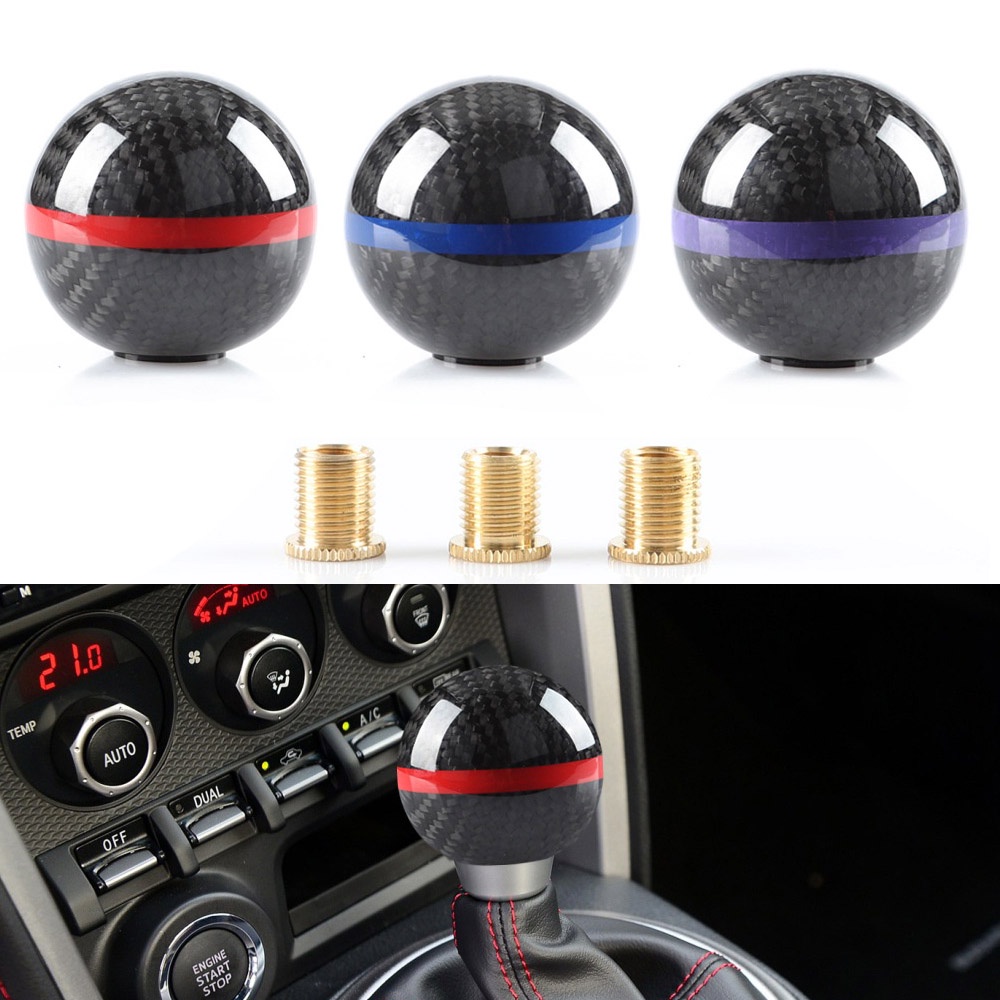 Car Real Carbon Fiber Gear Shift Knob Manual Transmission Round Ball ...
