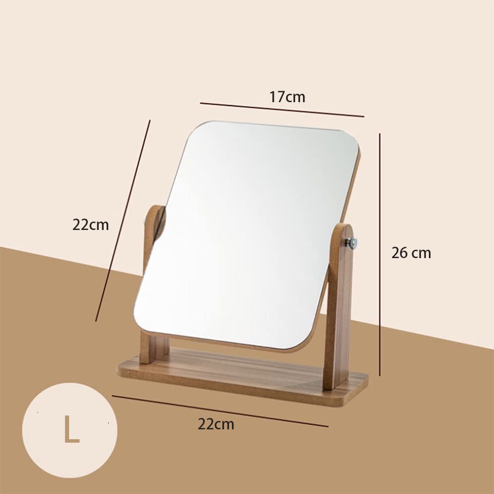 Wooden Mirror 360 Degree Portable Adjustable Table Desk Mirror Stand ...