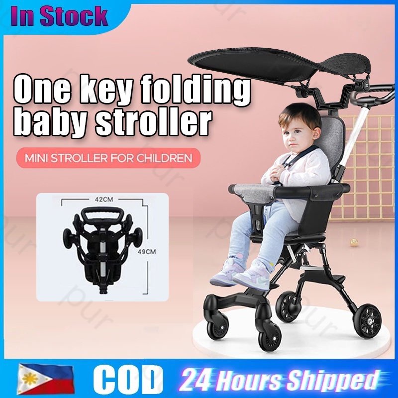 Foldable Stroller For Baby Lightweight Portable Hand Push Stroller 2-Way Soft Seat Stroller Bike ...