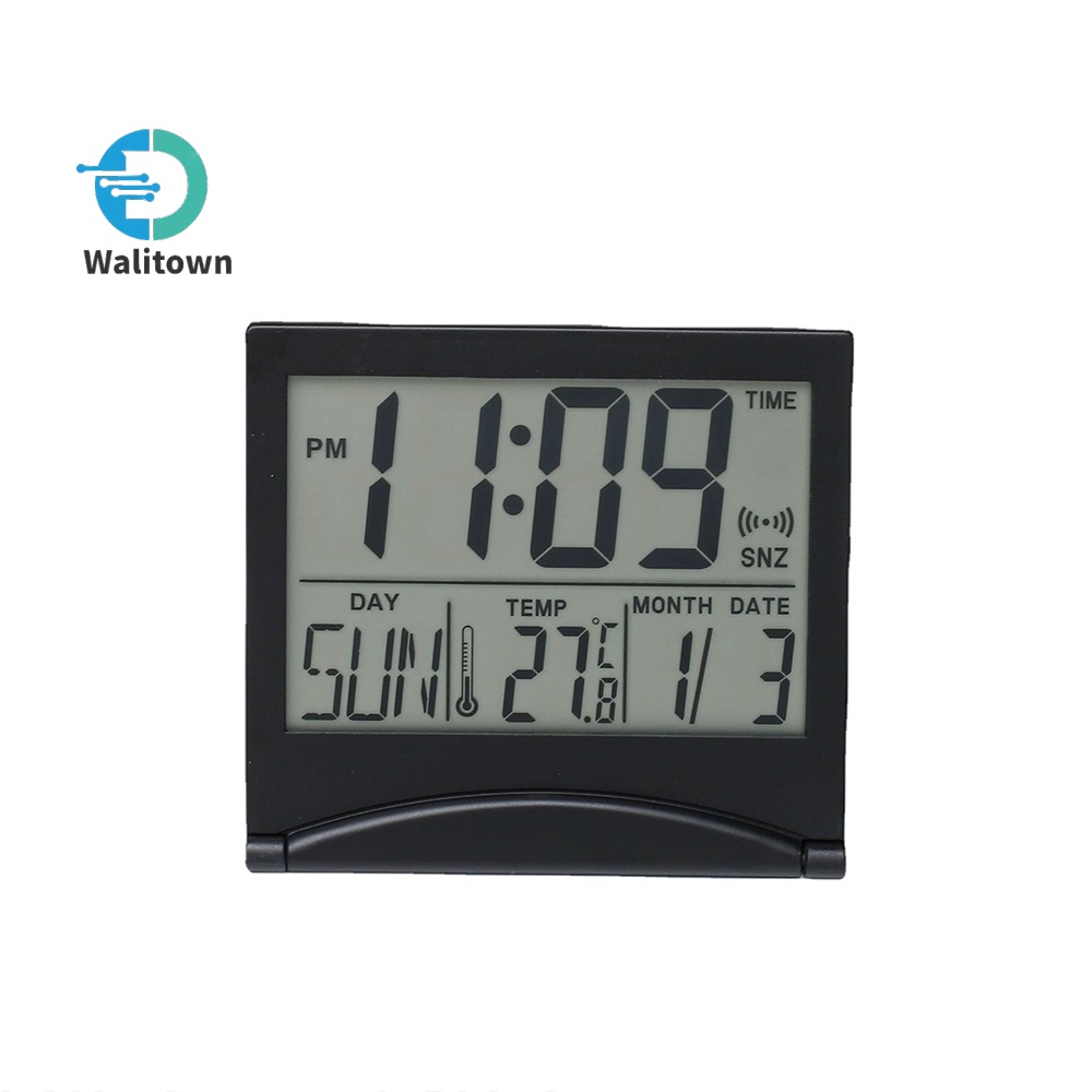 Digital Travel Alarm Clock Foldable Calendar Temperature Timer LCD ...