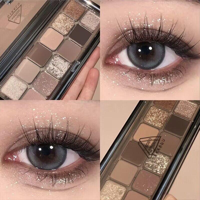 Beauty makeup/12-color eyeshadow palette/matte fine glitter pearlescent ...