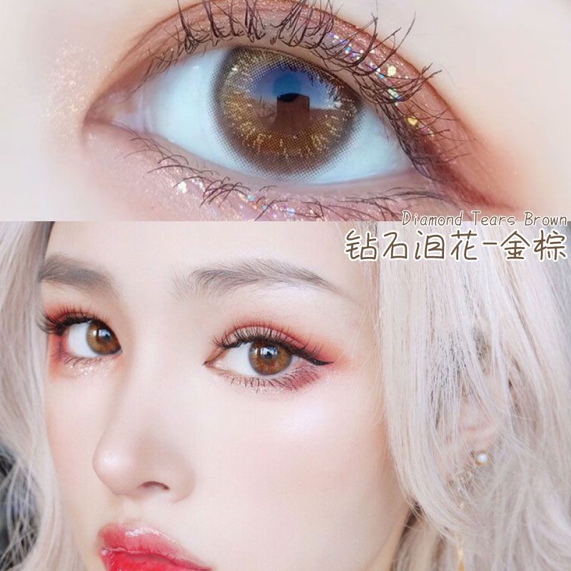 1 Pair Diamond Eye Sparkling Contact Lenses,Natural Colored Contacts ...