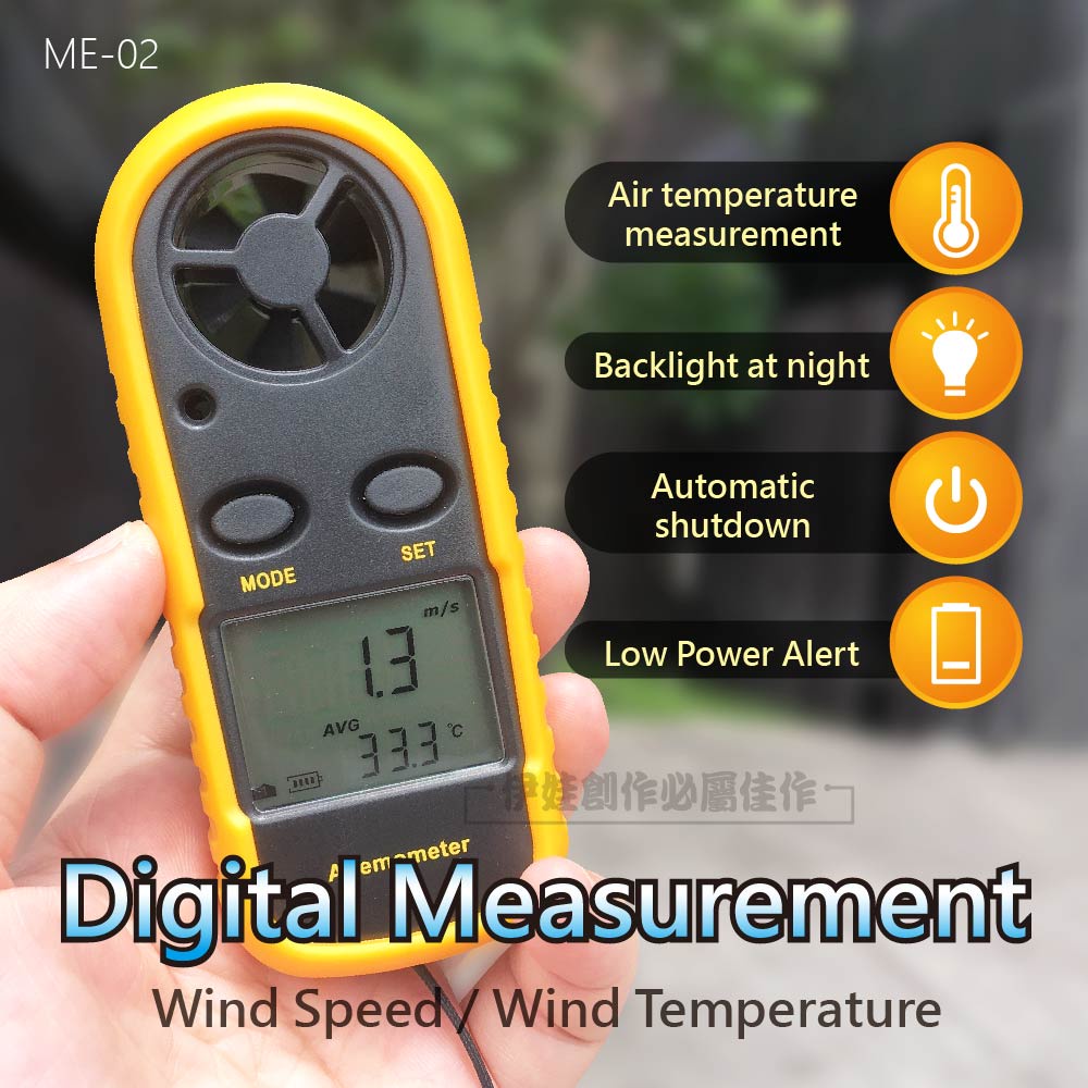 SNDWA Digital Anemometer Wind-Speed Gauge Meter LCD Handheld Airflow Windmeter Thermometer ...