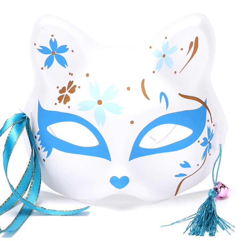 Japanese Style Anime Half Face Cat Mask, Mask for Christmas Costume ...