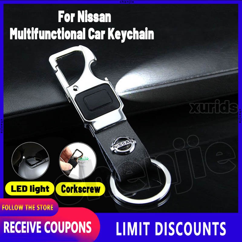 High quality With LED light Multifunctional Leather Car keychain bottle ...