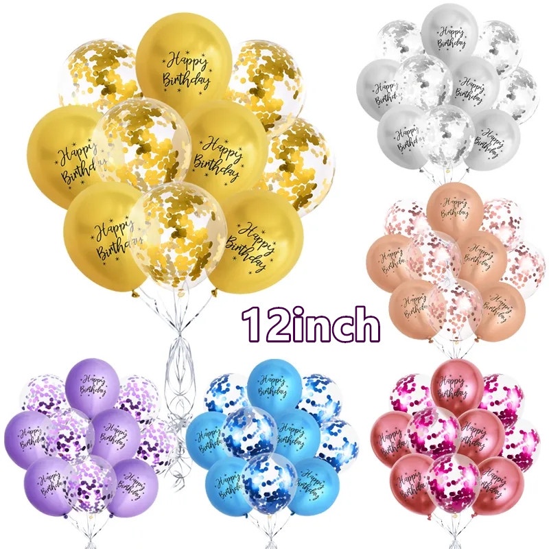 40pcs 12Inch Chrome Balloon Confetti balloons Happy birthday Printed ...