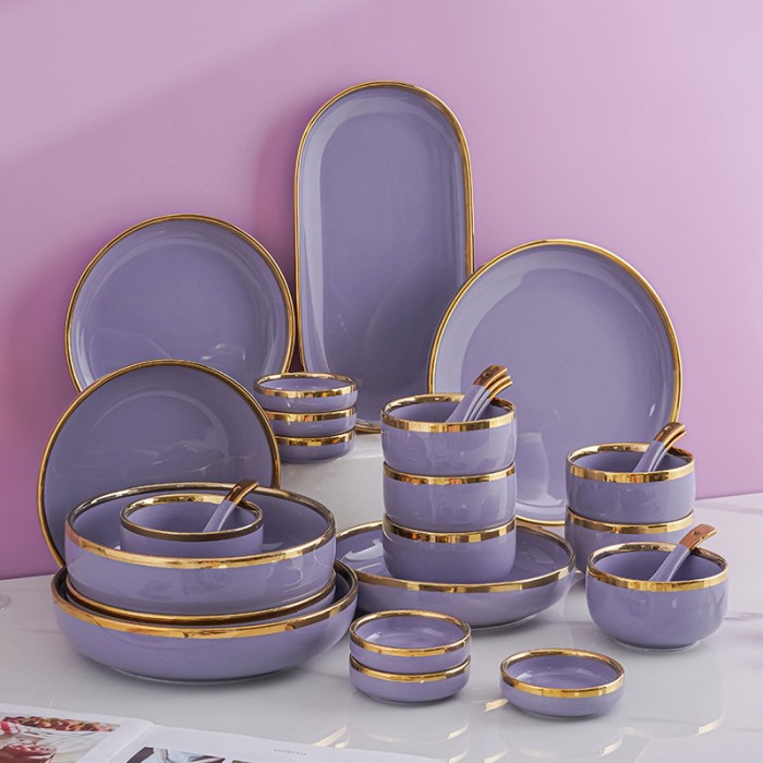 UNGU Unit Lilac Plate beautiful Lilac Purple gold Ceramic dinner Plate ...
