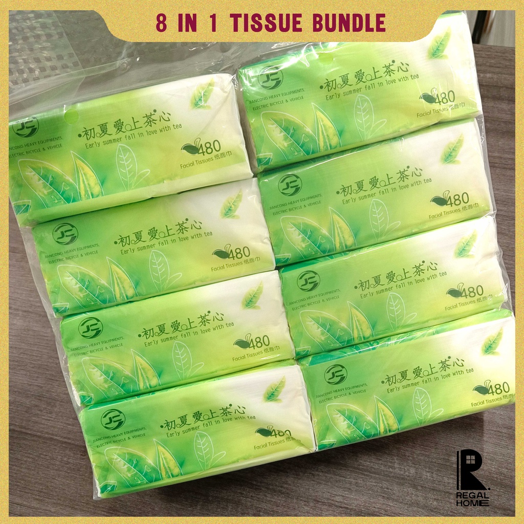 8 Pack Tissue Bundle Floral Green Organic Tissue Eco-Friendly 480 ...