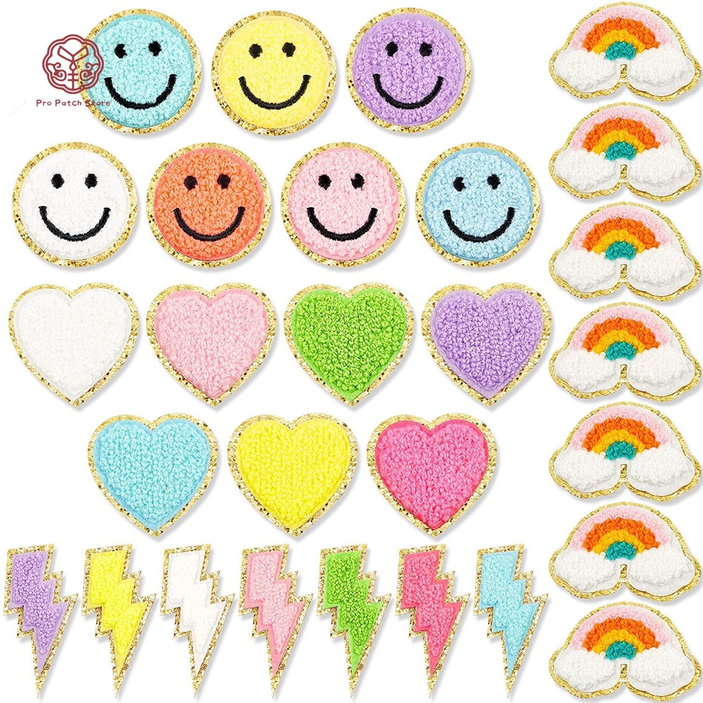 Pro Patch Store Smiley Face Chenille Rainbow DIY Embroidery Patches for ...
