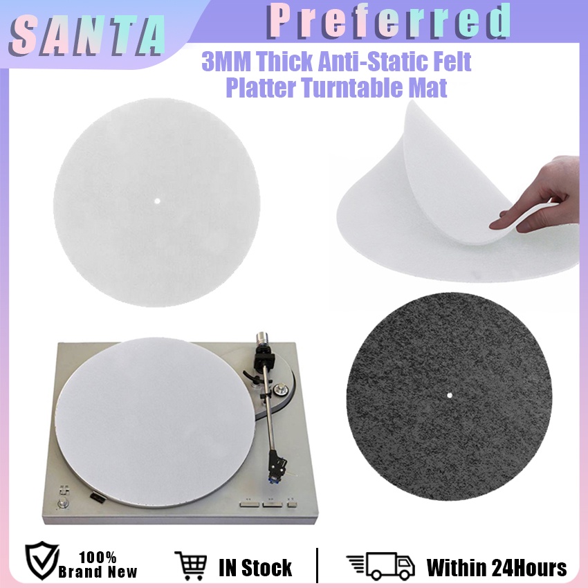 Useful 3MM Thick Felt Platter Turntable Mat Anti-Static LP Slip Mat For ...